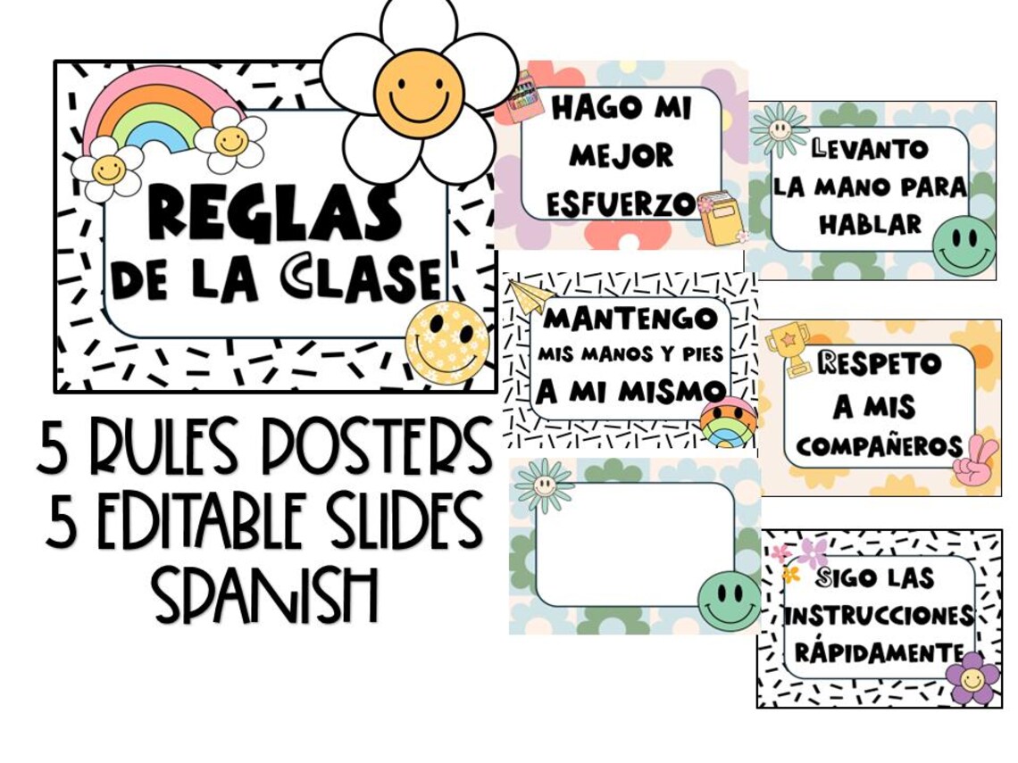 Spanish Retro Classroom Rules – Printable Wall Decor | Vintage-inspired ...