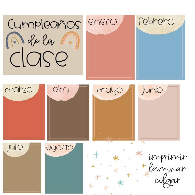 Boho /Neutral Spanish Classroom Decor editable files - Etsy España