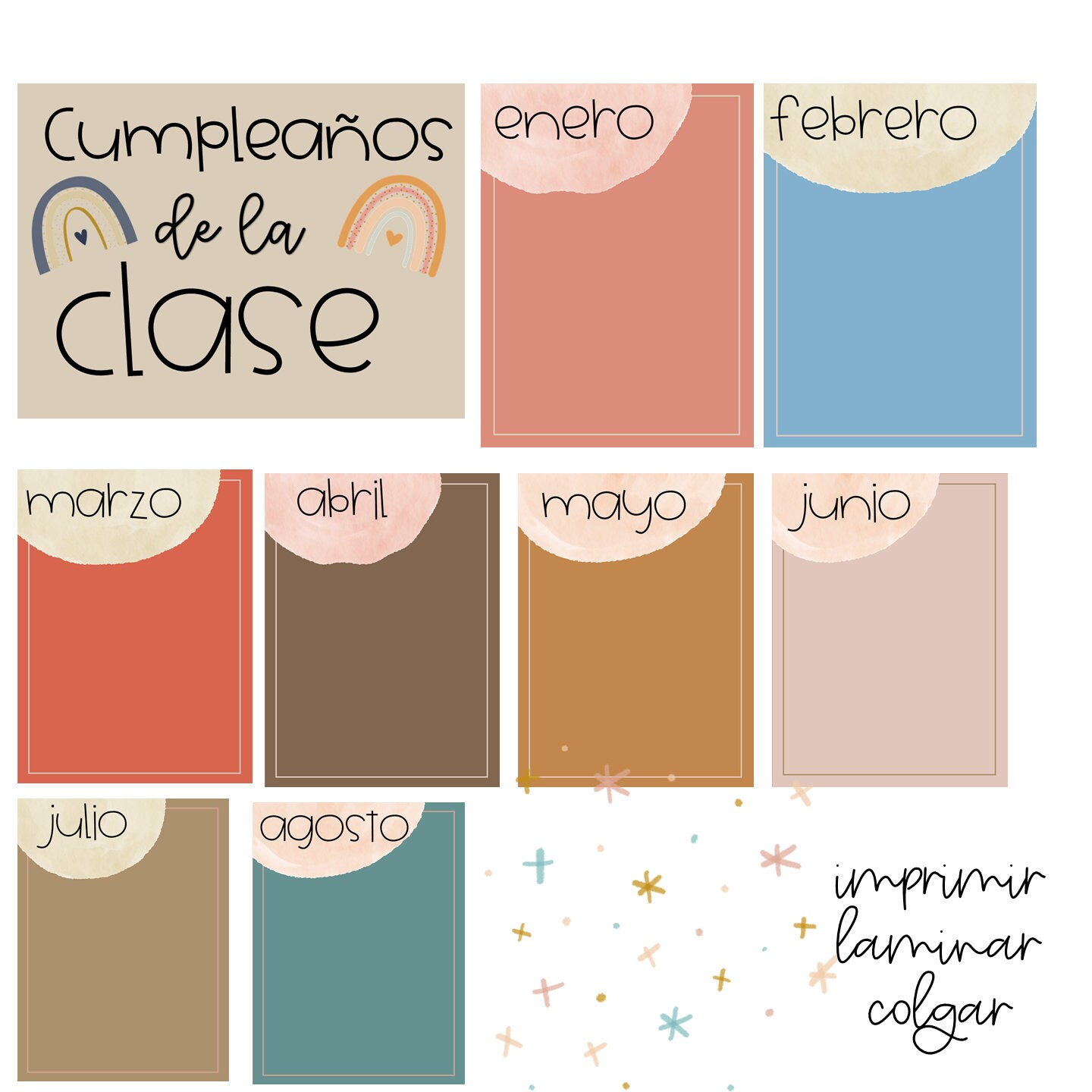 Boho /Neutral Spanish Classroom Decor editable files - Etsy España