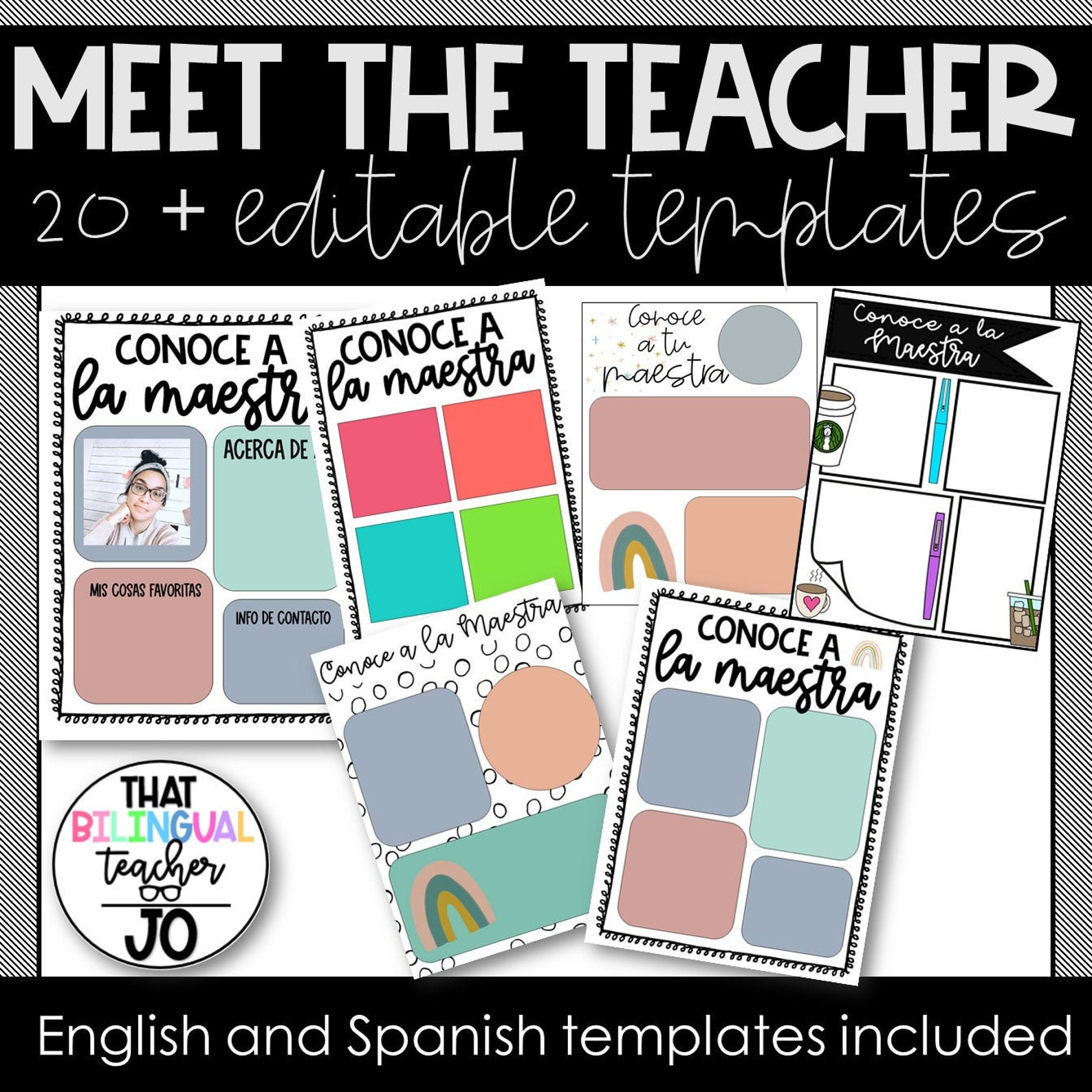Meet the Teacher Templates English AND Spanish growing Editable Bundle ...