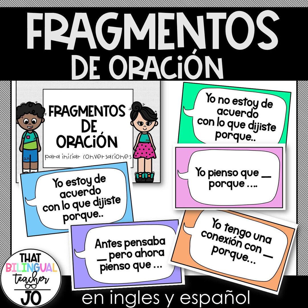 Accountable Talk - Bilingual Sentence Stems- in Color and Black and ...