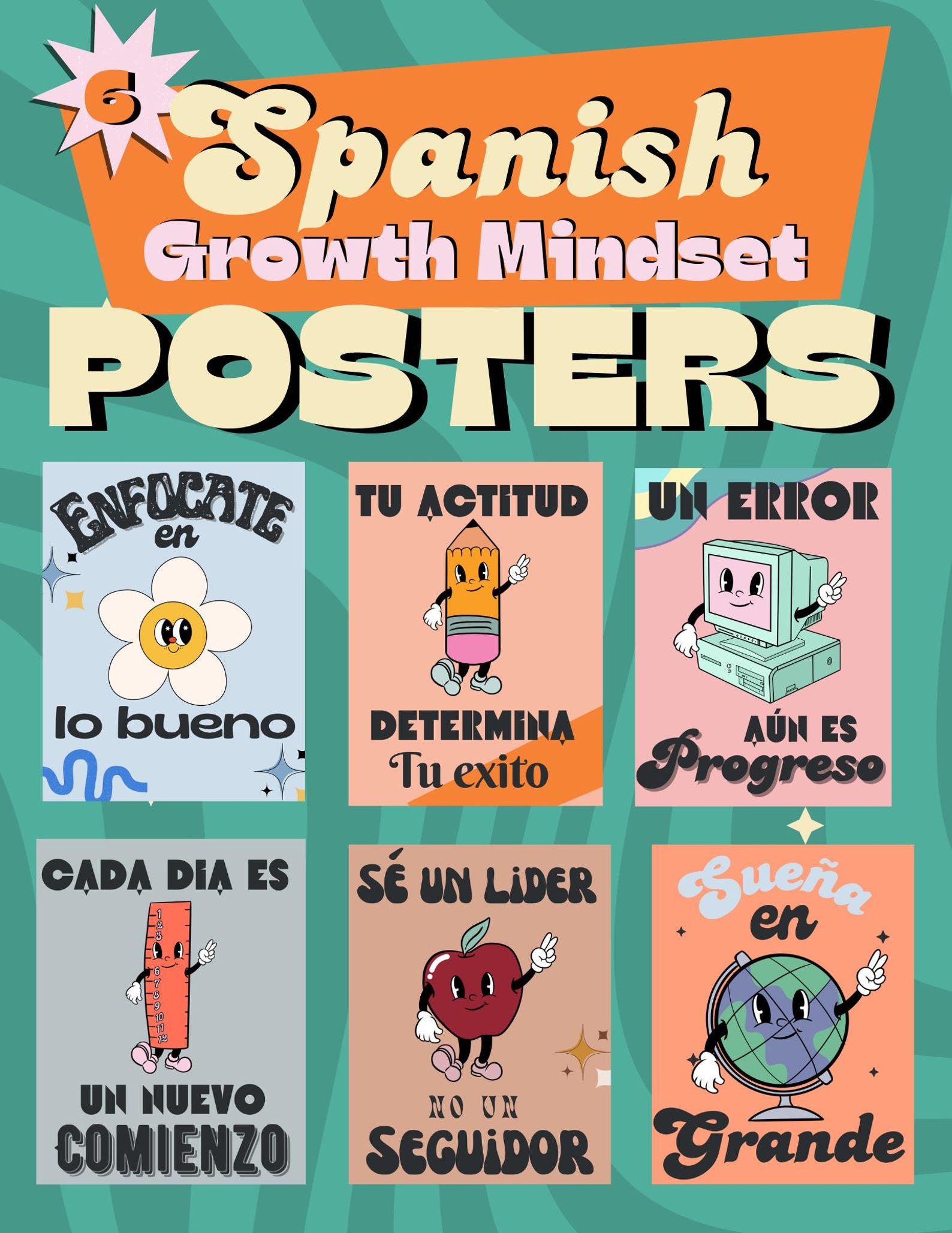 Retro Style Spanish Growth Mindset Posters for the Classroom - Etsy