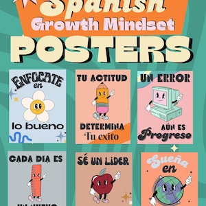 Retro Style Spanish Growth Mindset Posters for the Classroom - Etsy