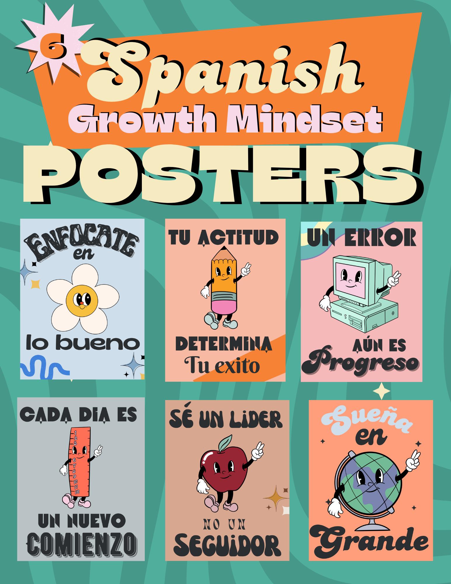 Retro Style Spanish Growth Mindset Posters for the Classroom - Etsy
