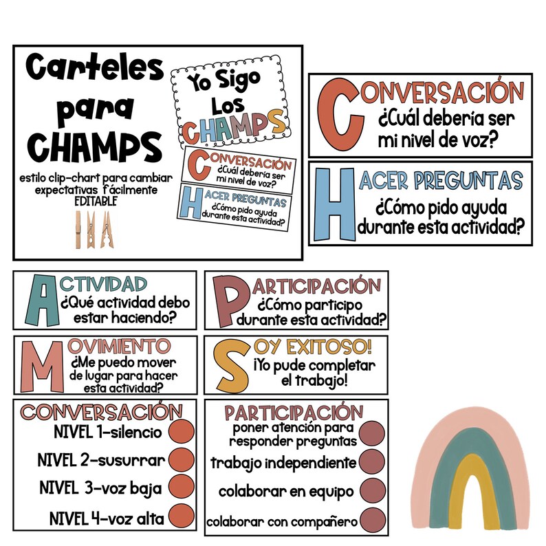 Boho /Neutral Spanish Classroom Decor editable files - Etsy España