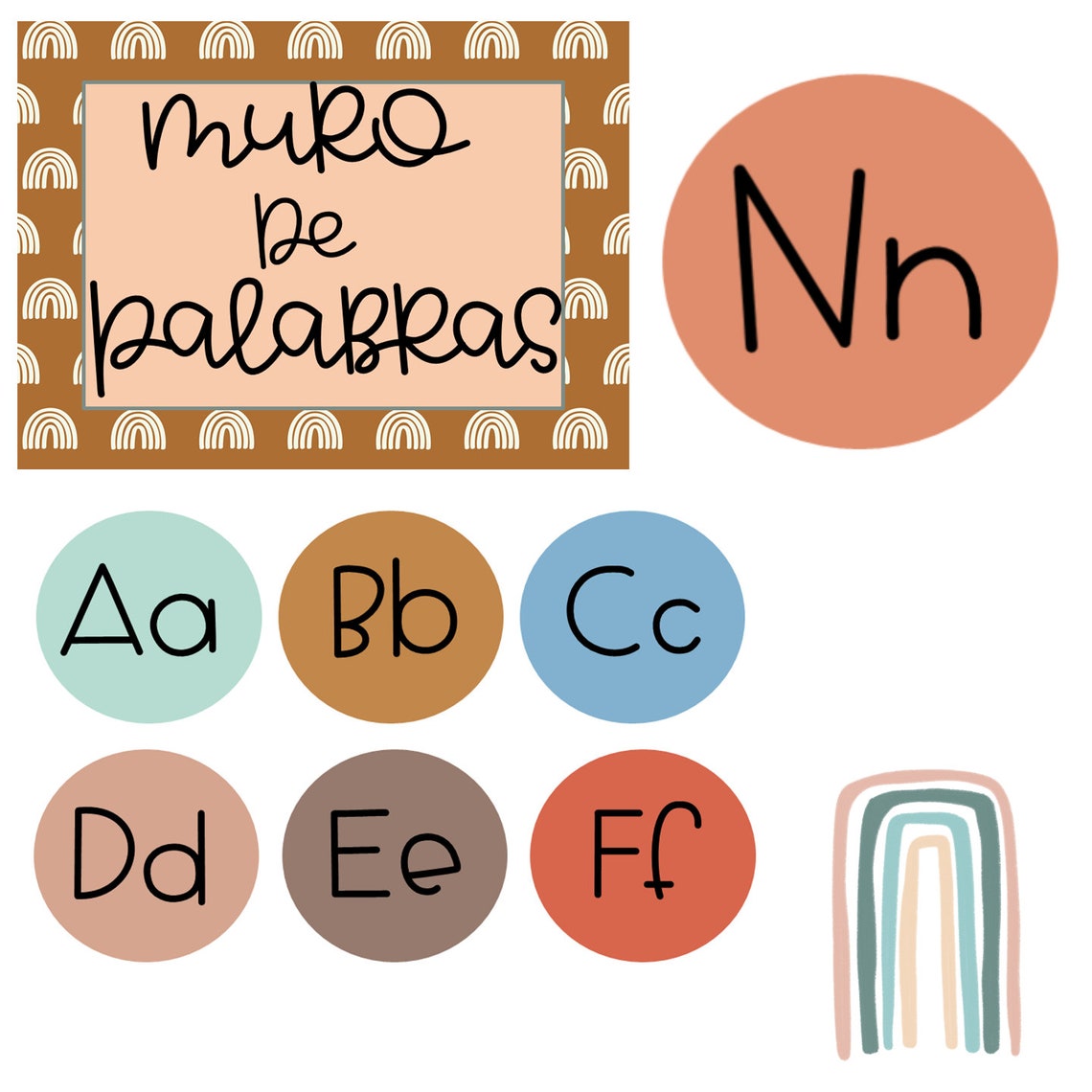 Boho /Neutral Spanish Classroom Decor editable files - Etsy España