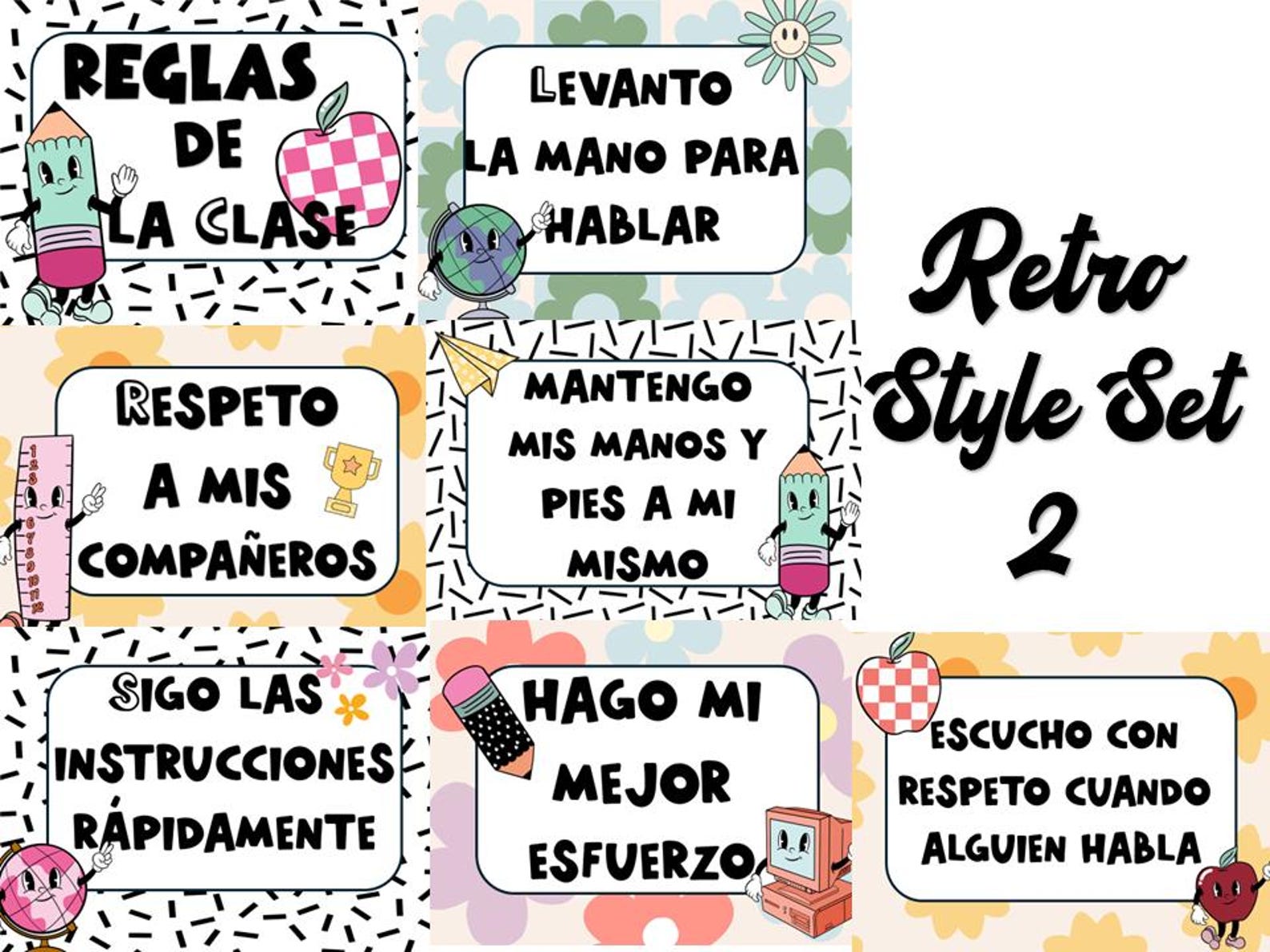Spanish Retro Classroom Rules – Printable Wall Decor | Vintage-inspired ...