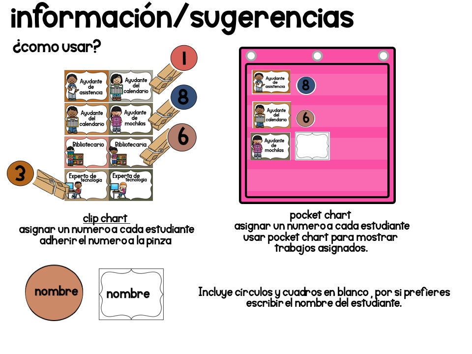 Trabajos Del Salon | Classroom Jobs | Spanish - Etsy