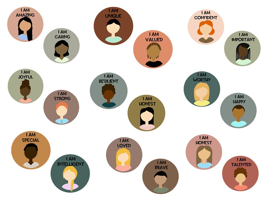 20 Affirmation Cards - Multicultural- Neutral Palette - English - Etsy