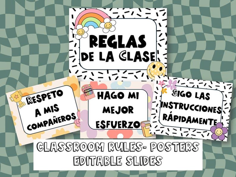 Spanish Retro Classroom Rules – Printable Wall Decor | Vintage-inspired ...