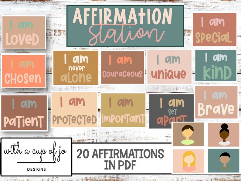20 Affirmation Cards - BOHO Palette - Etsy