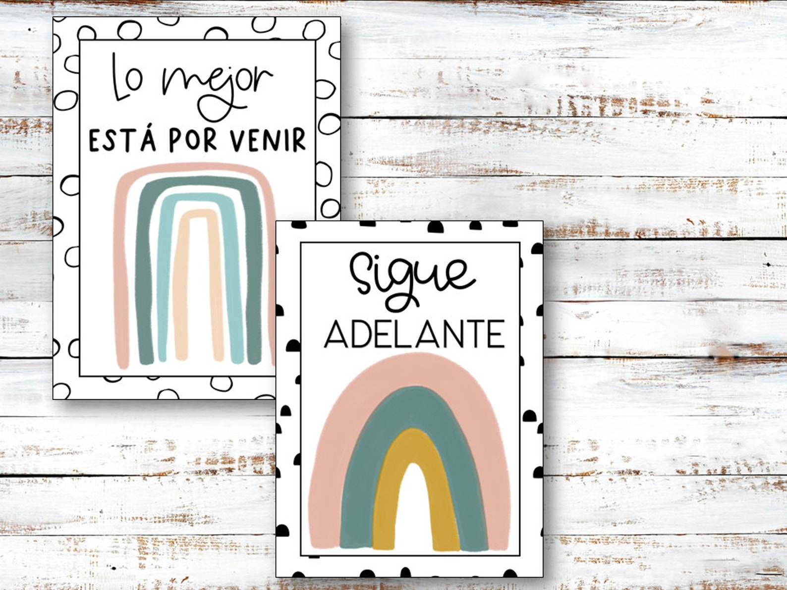 Boho Rainbow Spanish Classroom Posters - Etsy