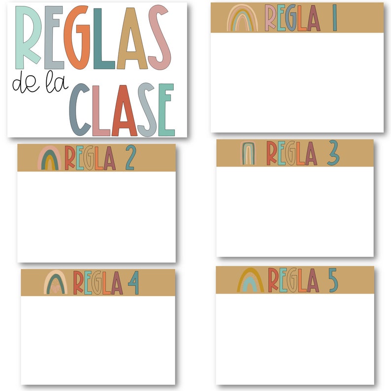 Boho /Neutral Spanish Classroom Decor editable files - Etsy España