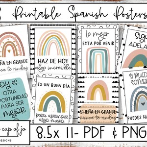 Boho Rainbow Spanish Classroom Posters - Etsy