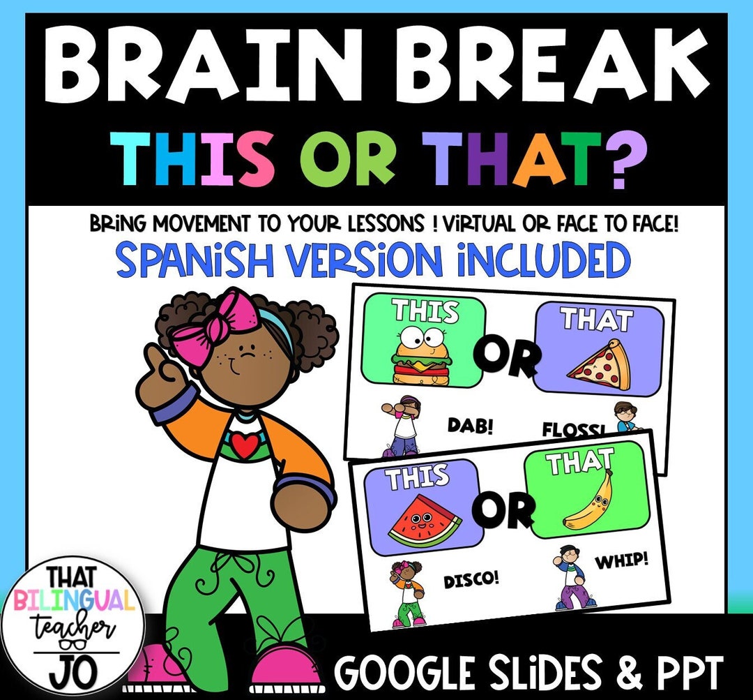 Spanish and English Brain Break Slides -editable - Etsy