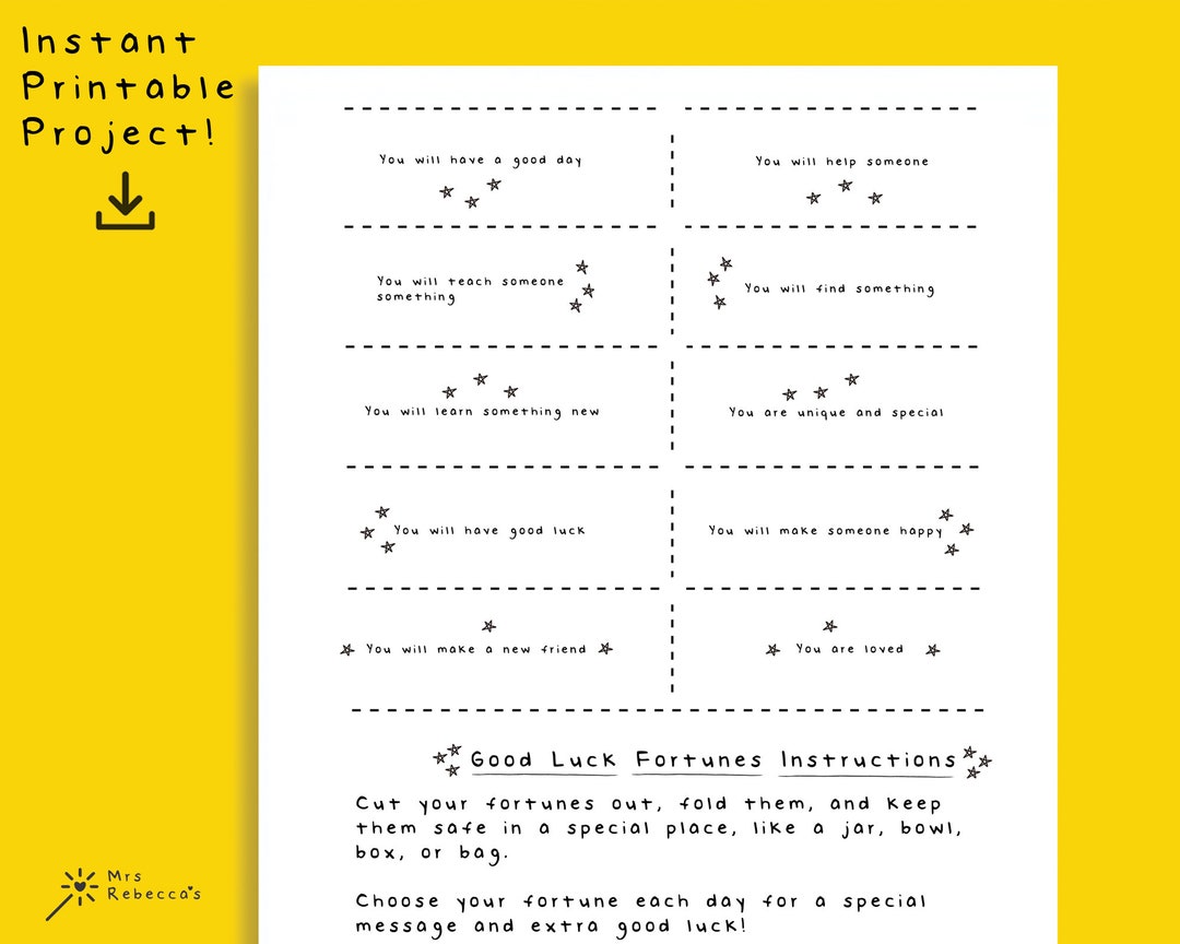 Good Luck Fortunes Printable Cutout Project Instant Digital - Etsy