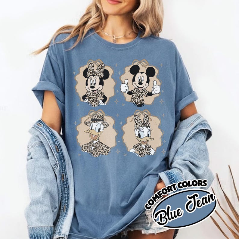 Comfort Color Mickey Minnie Leopard Print Shirt, Disney Squad Tee ...