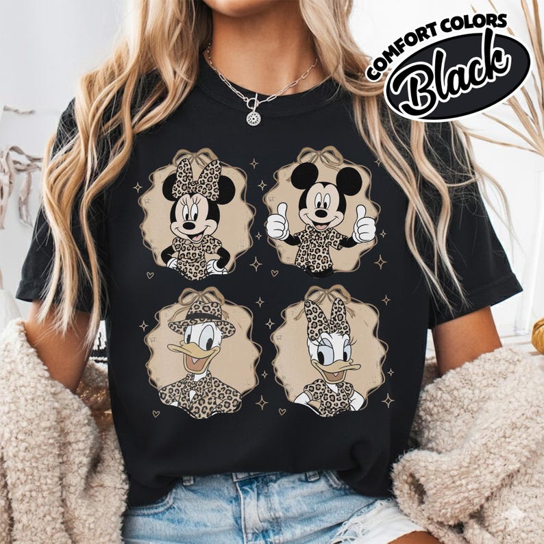 Comfort Color Mickey Minnie Leopard Print Shirt, Disney Squad Tee ...