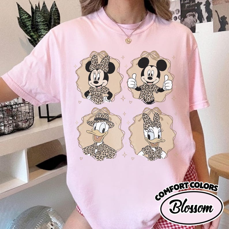 Comfort Color Mickey Minnie Leopard Print Shirt, Disney Squad Tee ...