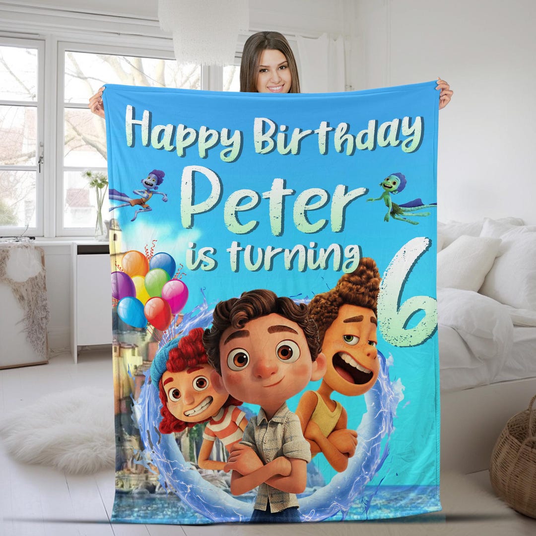 Personalized Disney Pixar Luca Blanket, Custom Name Alberto Scorfano ...