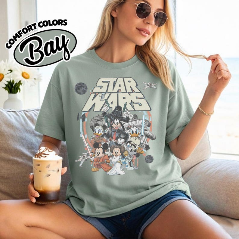 Comfort Color Retro Disney Star Wars Shirt, Retro Mickey and Friends ...