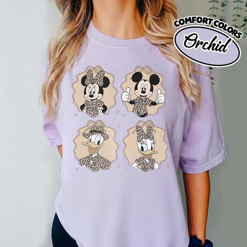Comfort Color Mickey Minnie Leopard Print Shirt, Disney Squad Tee ...