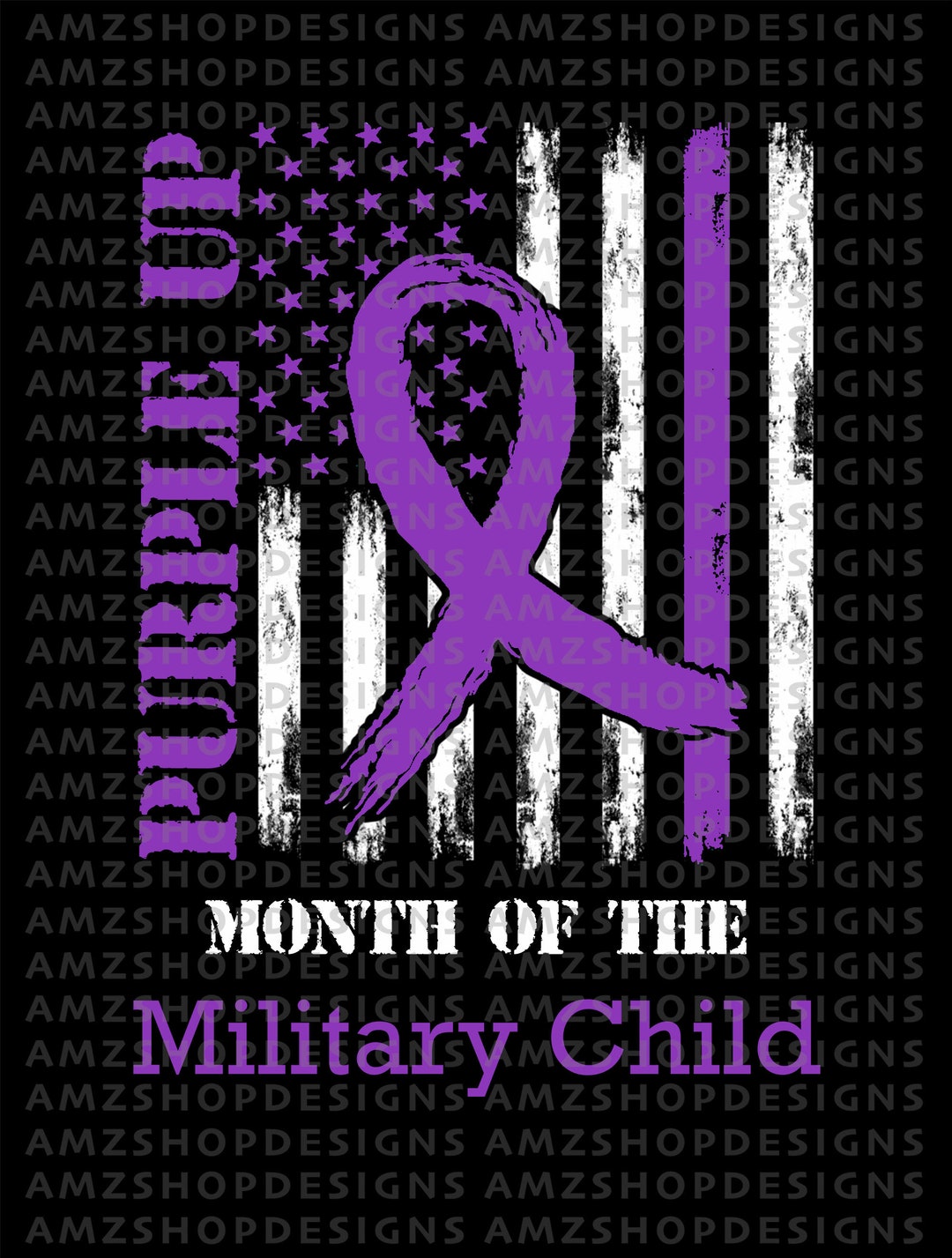 Military Kids Gift, Purple up for Military Kids, USA Flag Military ...