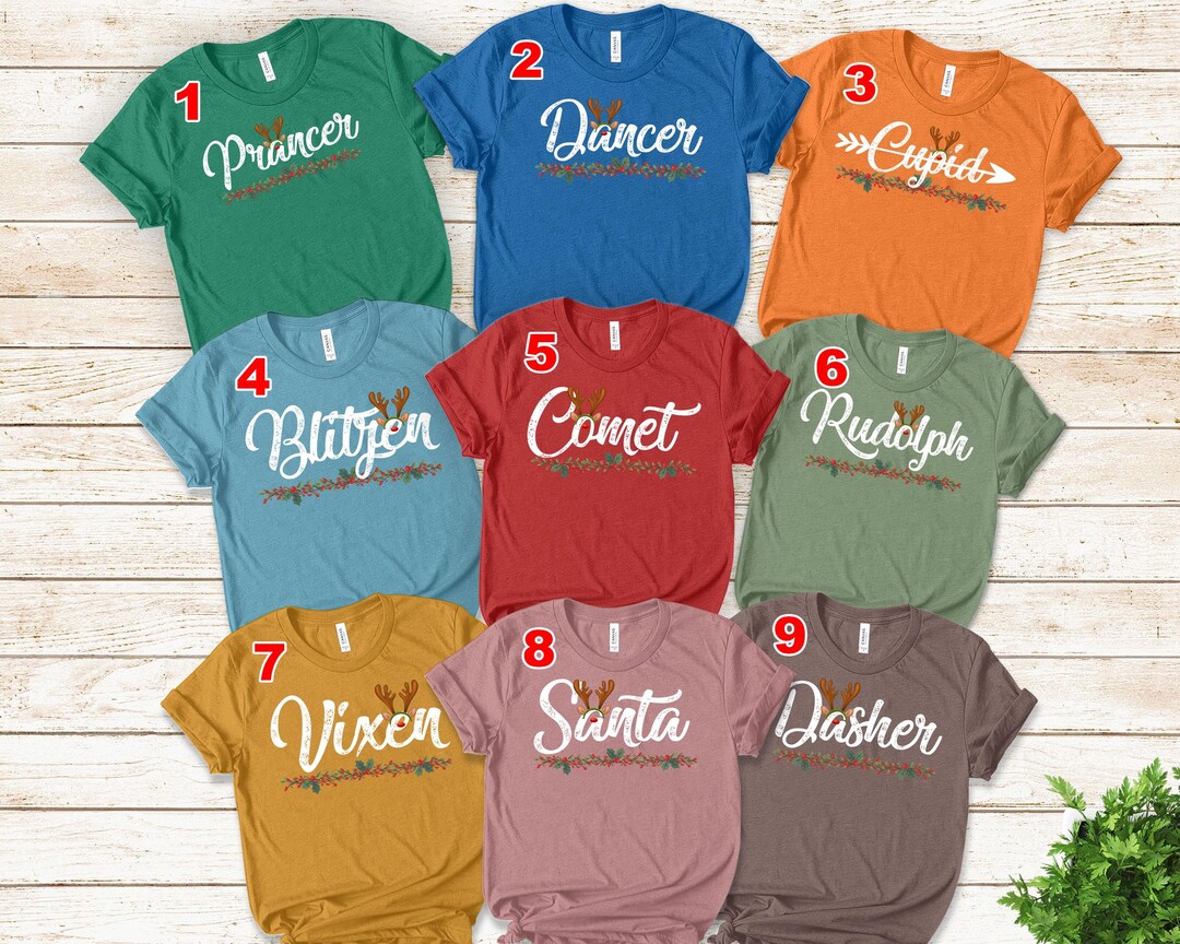 Reindeer Names Shirt, Santa's Reindeer Shirt, Christmas Reindeers ...