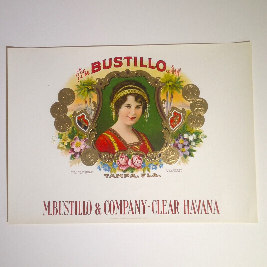 Vintage ORIGINAL Cigar Box Label Bustillo Embossed C19 - Etsy