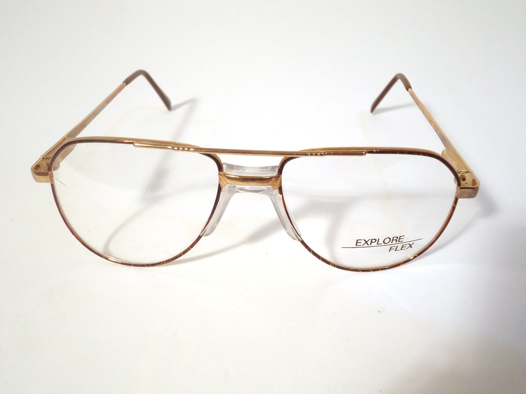 Explore Flex Aviator Eyeglasses Frames 2218 18K Gold Plate 54-18 140 ...