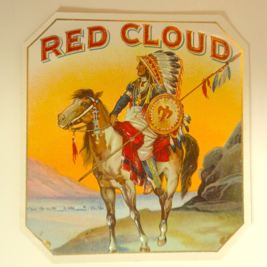 Vintage ORIGINAL Outer Cigar Box Label Red Cloud Cigars - Etsy
