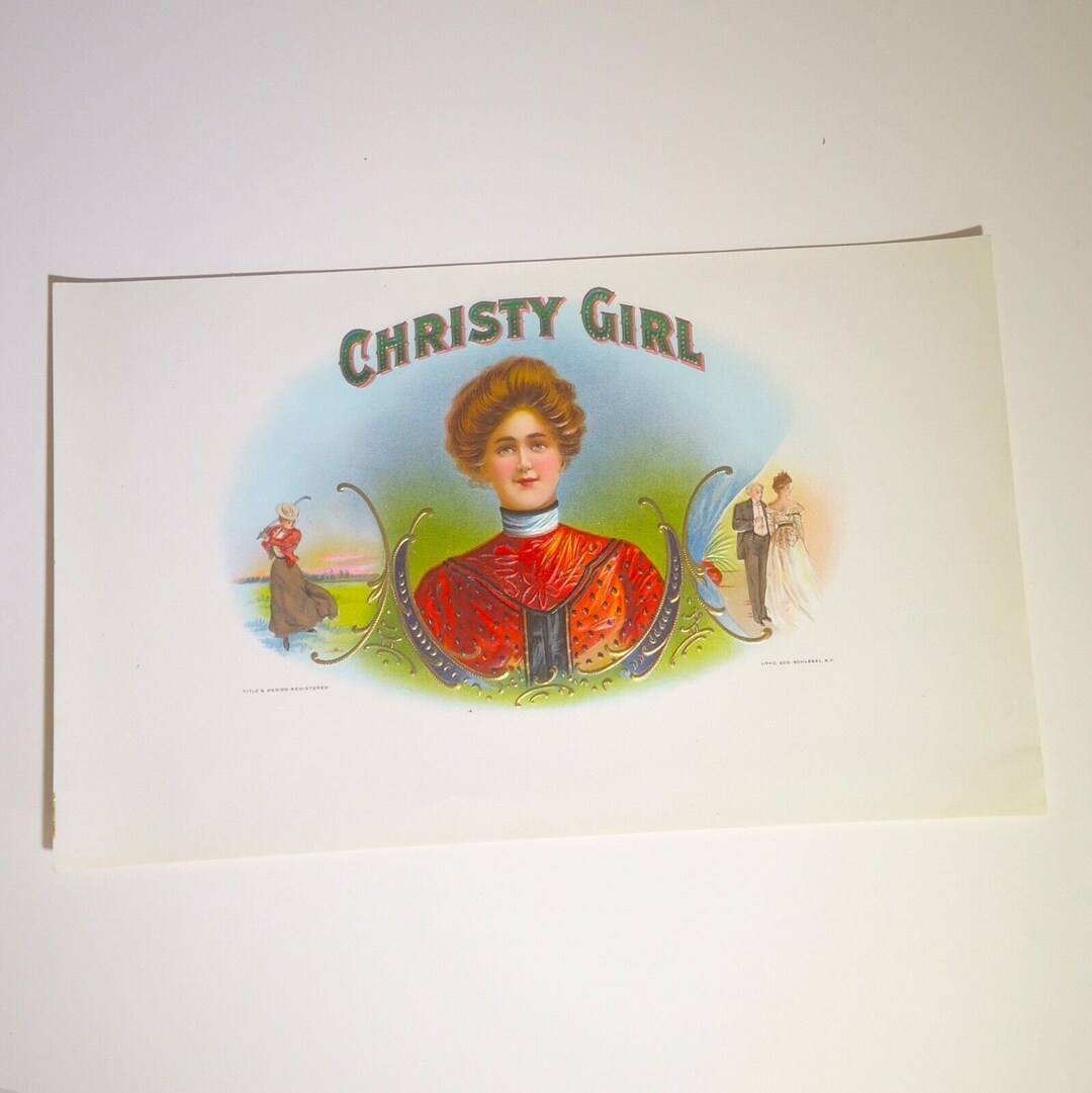 Vintage ORIGINAL Cigar Box Label Christie Girl Embossed C12 - Etsy