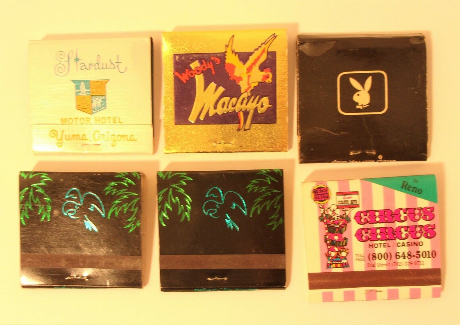 6 Casino Night Club Advertising Matchbooks Playboy Circus Stardust M14 ...
