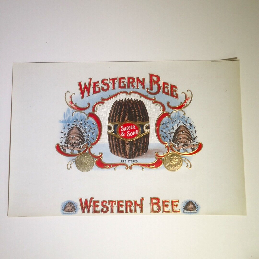 Vintage ORIGINAL Cigar Box Label Western Bee Embossed C15 - Etsy