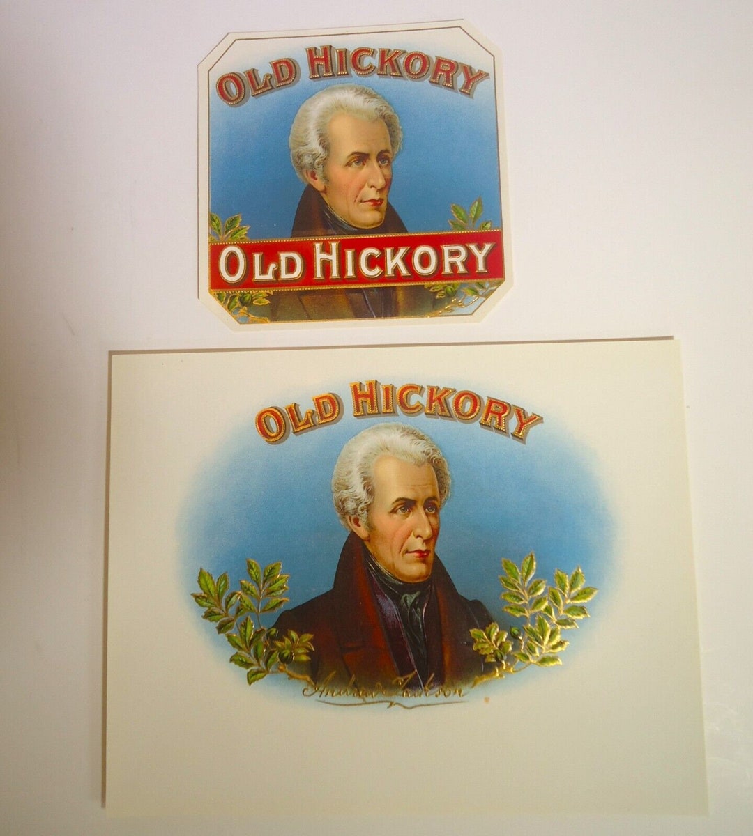 Set of Vintage ORIGINAL Cigar Box Labels Old Hickory Inside & Outside ...