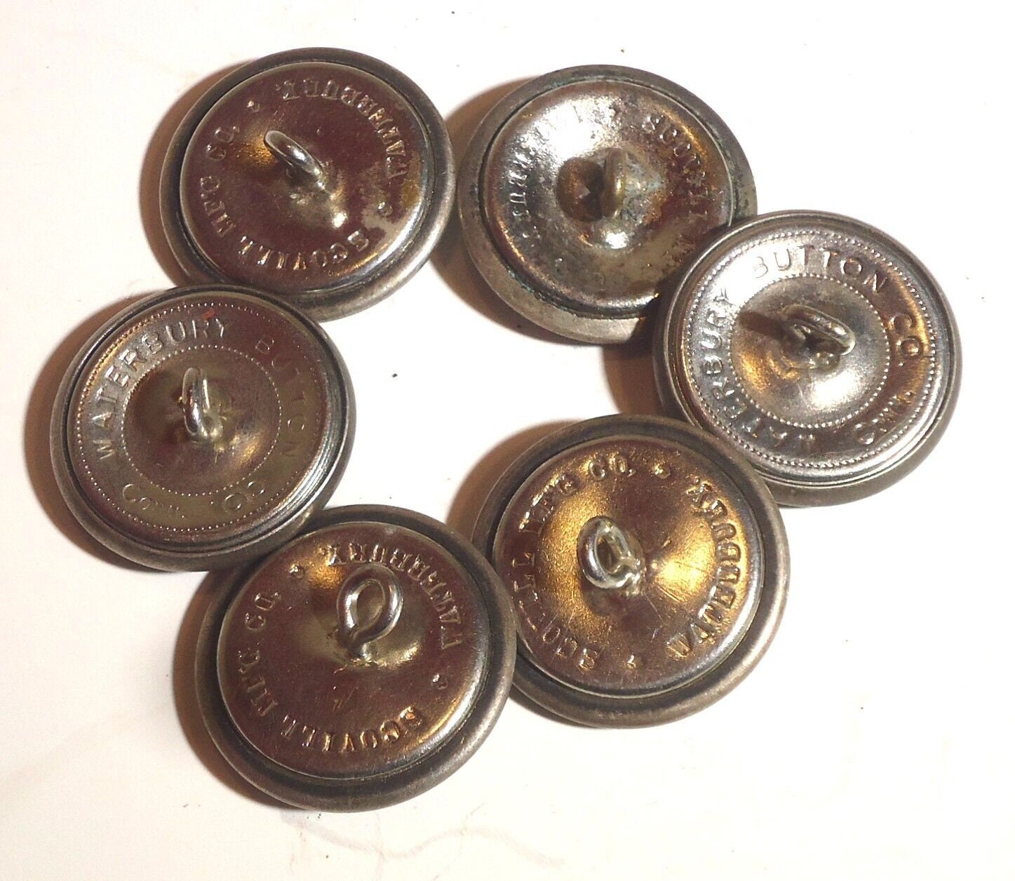 6 Large Vintage Military Air Force Dress Coat Buttons Scovill Waterbury ...