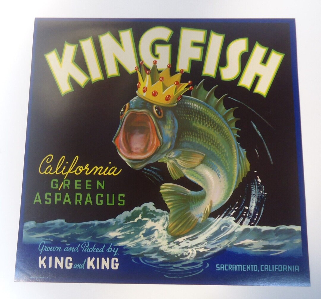Vintage ORIGINAL Crate Label Kingfish Brand Asparagus - Etsy