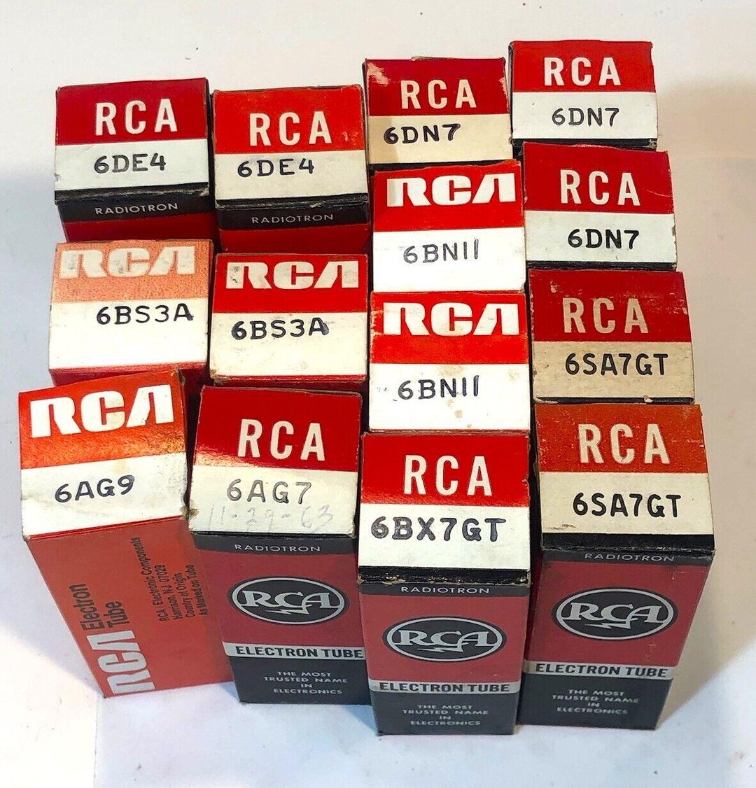 14 NOS Vintage RCA Electron Vacuum Radio Amplifier Tubes in Boxes 6SA7 ...