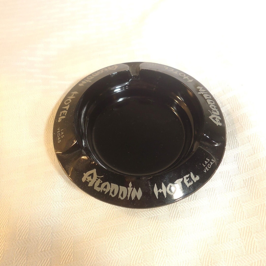 Vintage Aladdin Hotel Casino Las Vegas Nevada Advertising Glass Ashtray ...