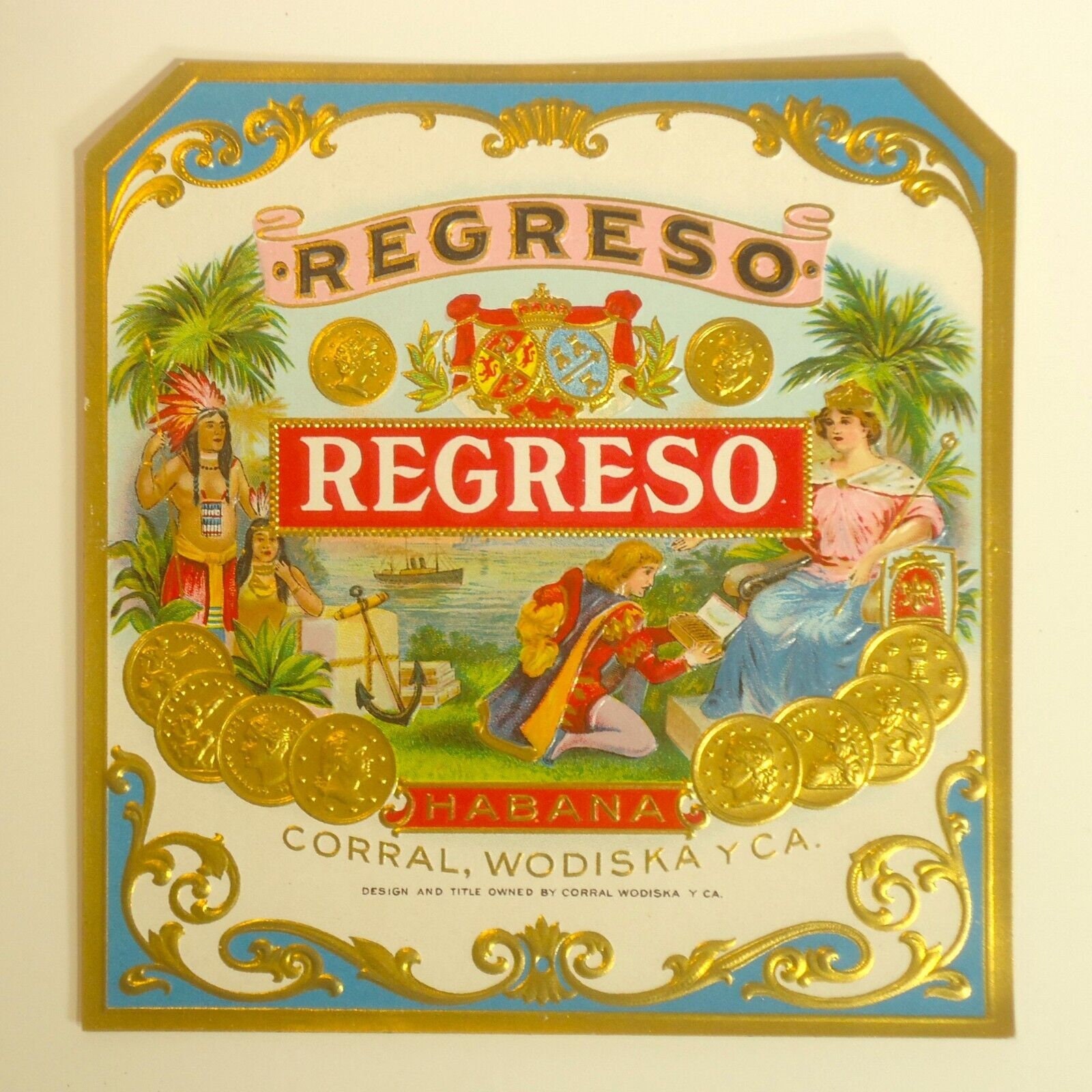 Vintage ORIGINAL Outer Cigar Box Label Regresso Cigars - Etsy