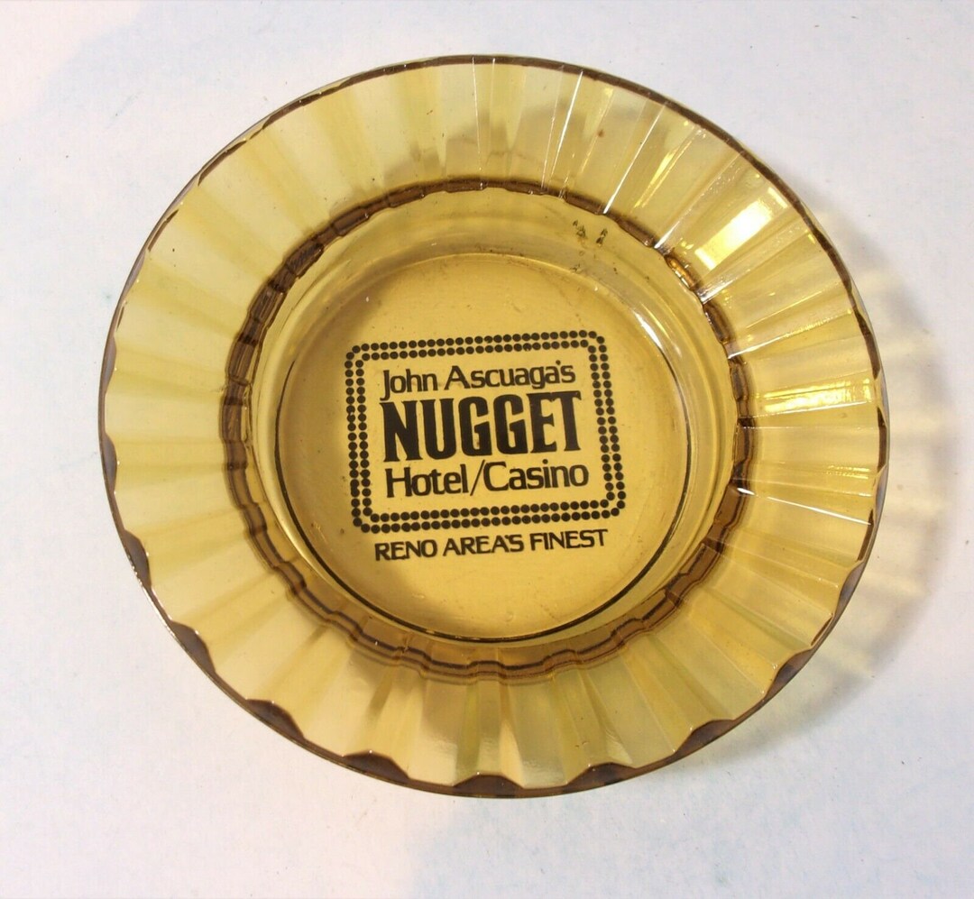 Cenicero de casino vintage john ascuaga's reno nugget redondo ámbar oro ...