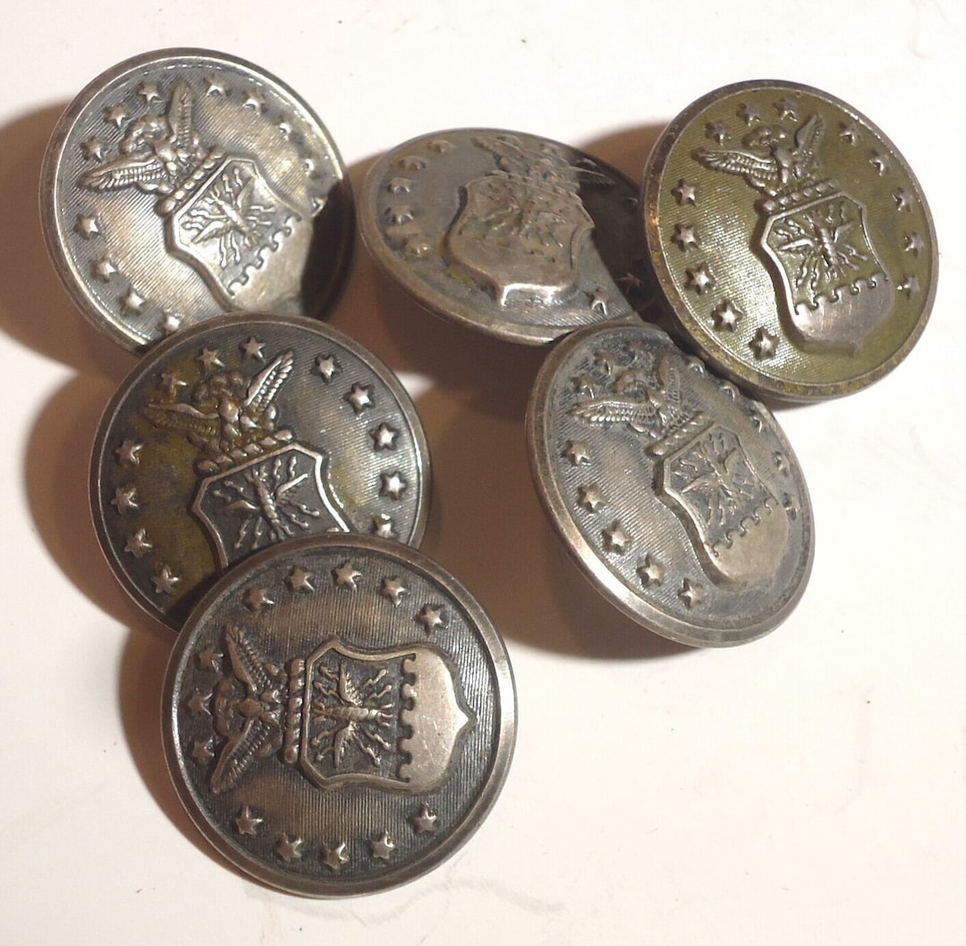 6 Large Vintage Military Air Force Dress Coat Buttons Scovill Waterbury ...