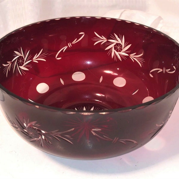 Large Red Crystal Bowl - Etsy