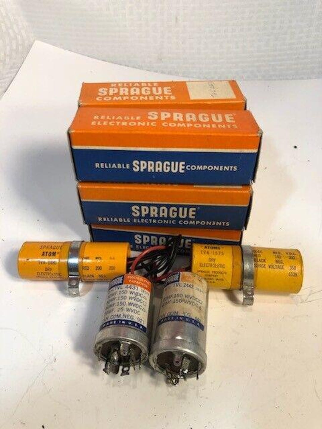 4 Vintage Sprague Ham Radio Capacitors 6 Boxs TVL 4431 2442 TVA 1575 ...