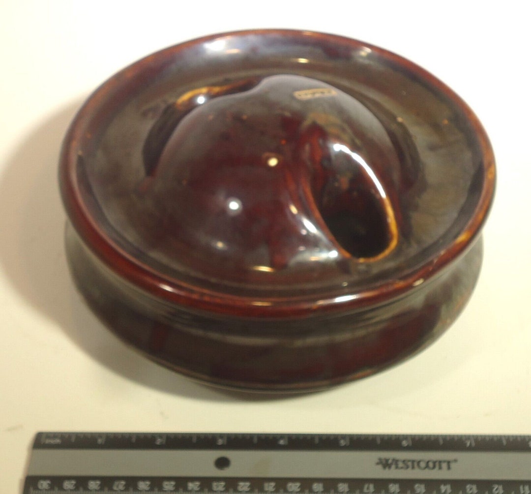 Large Fred M Locke Insulator Porcelain Ceramic Glazed Brown Spool Type ...