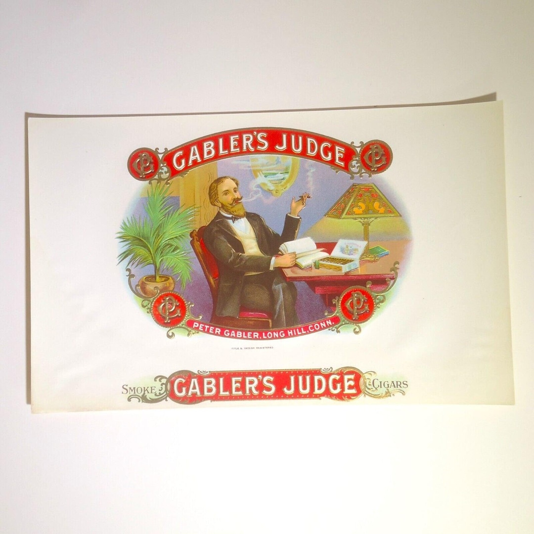 Vintage ORIGINAL Cigar Box Label Gabler's Judge Embossed C16 - Etsy