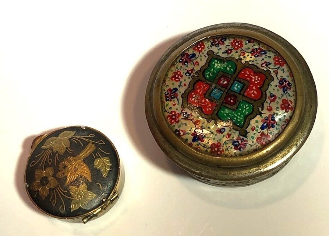 2 Vintage Cloisonne Pill Boxes Unusual Pattern - Etsy