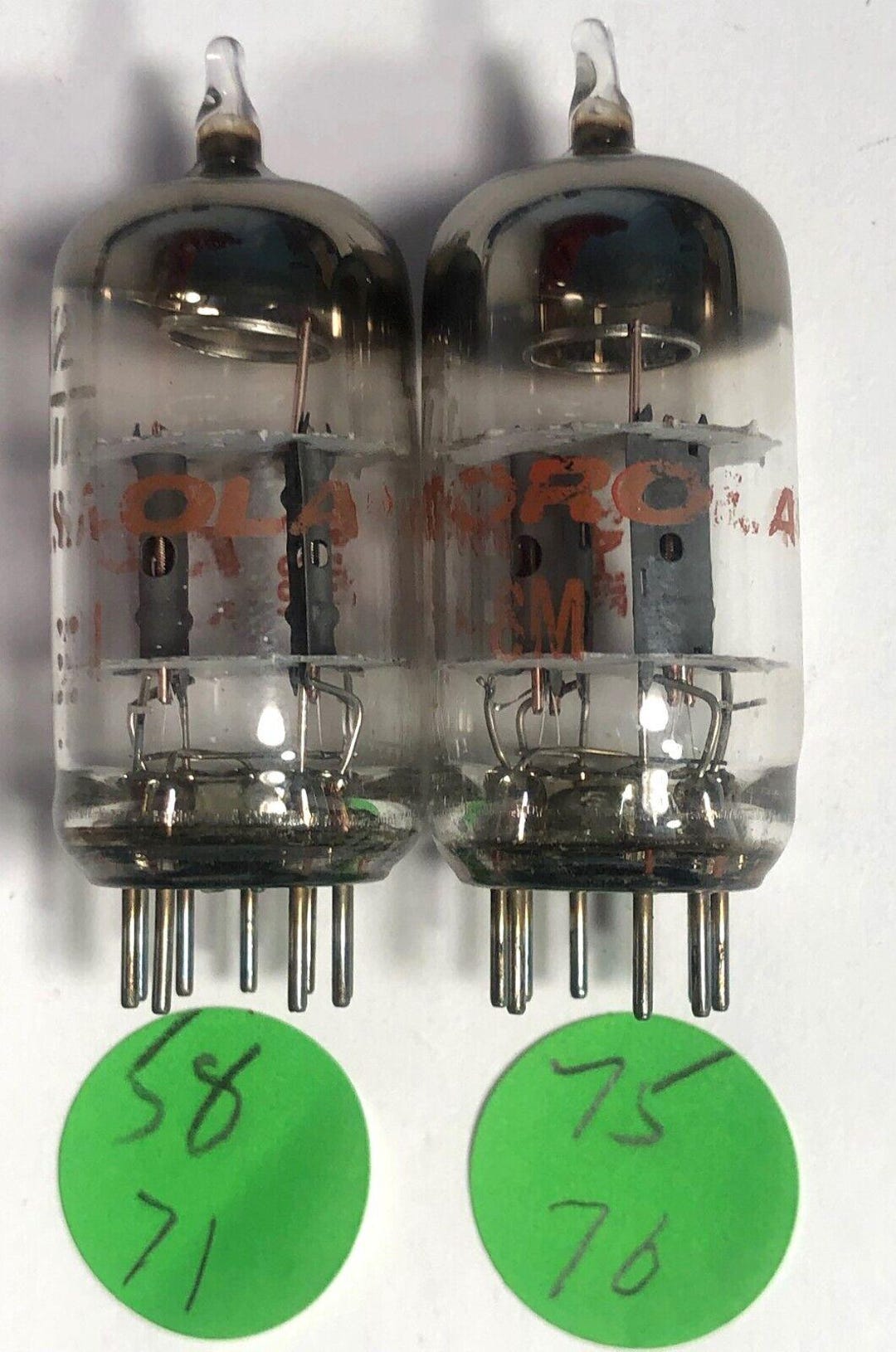 2 Motorola 12AT7 Radio Amplifier Electron Vacuum Tubes TV-7 Tested T66 ...