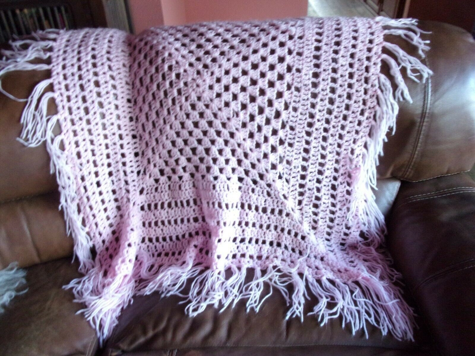 Vintage Pink Frilly Crochet Blanket Afghan Throw 54 X - Etsy