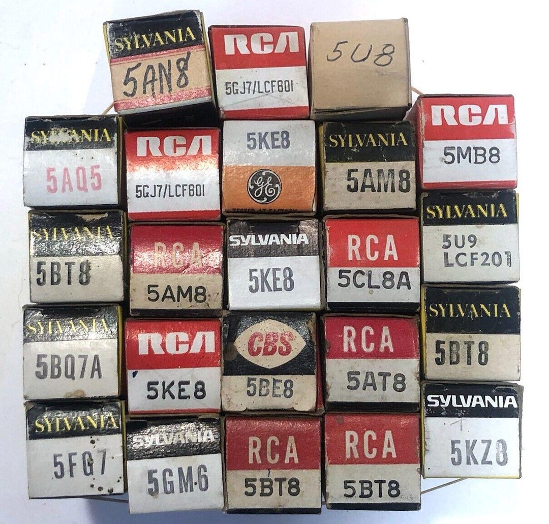 Lot of 23 5 Volt Electron Vacuum Radio Amplifier Tubes & Boxes RCA ...